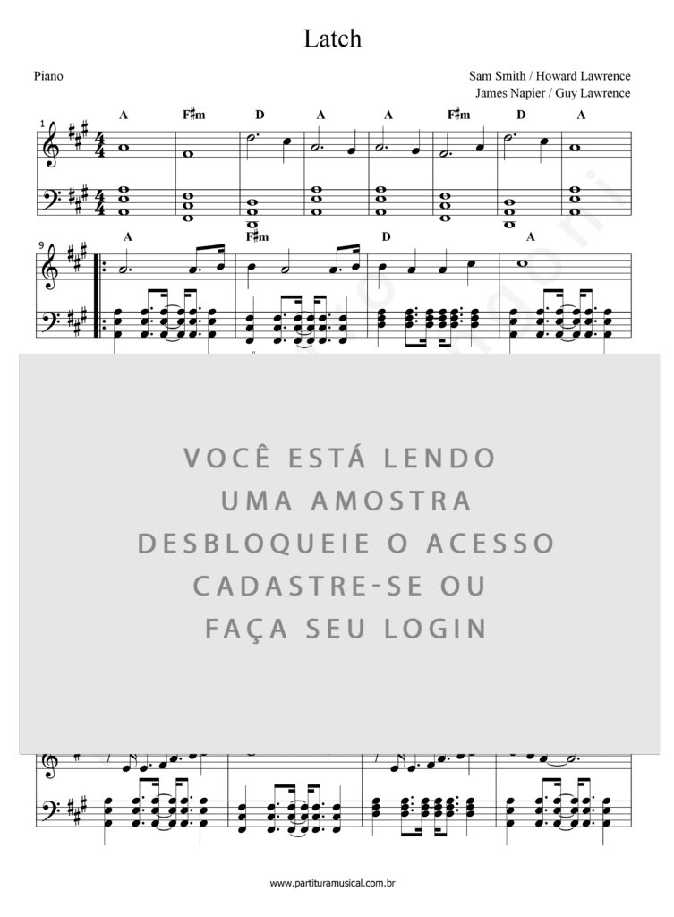 Latch - Sam Smith (Piano) | Partitura Musical
