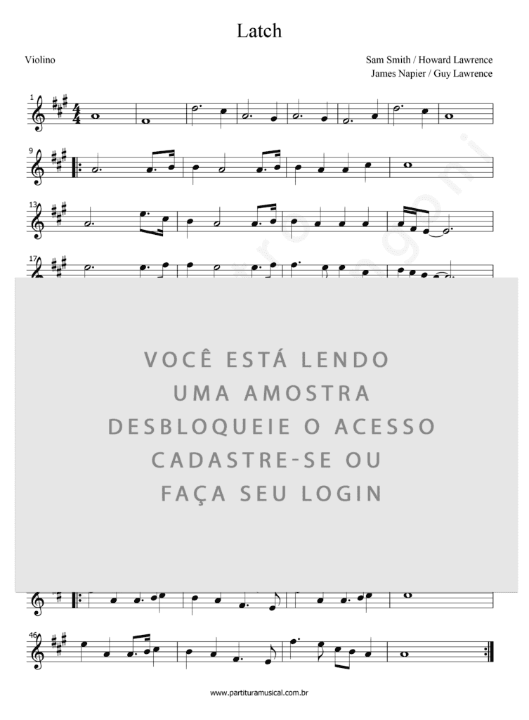 Latch - Sam Smith (Violino) | Partitura Musical