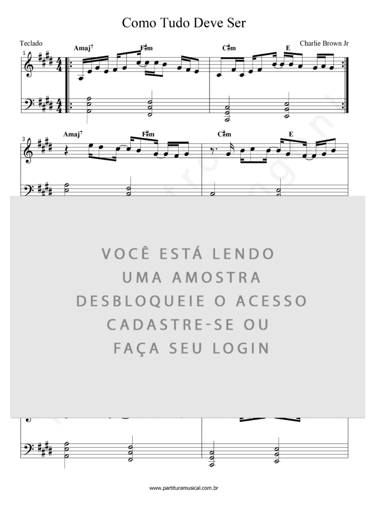 Como Tudo Deve Ser - Charlie Brown Jr. (Piano) | Partitura Musical