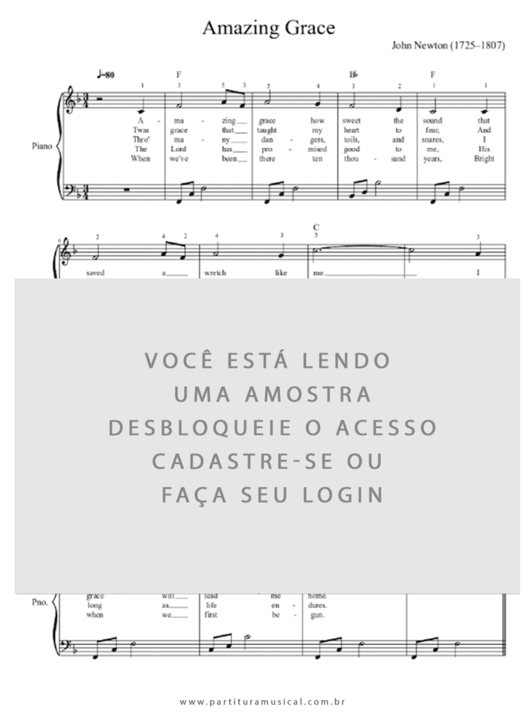 Amazing Grace - Il Divo (Piano) | Partitura Musical