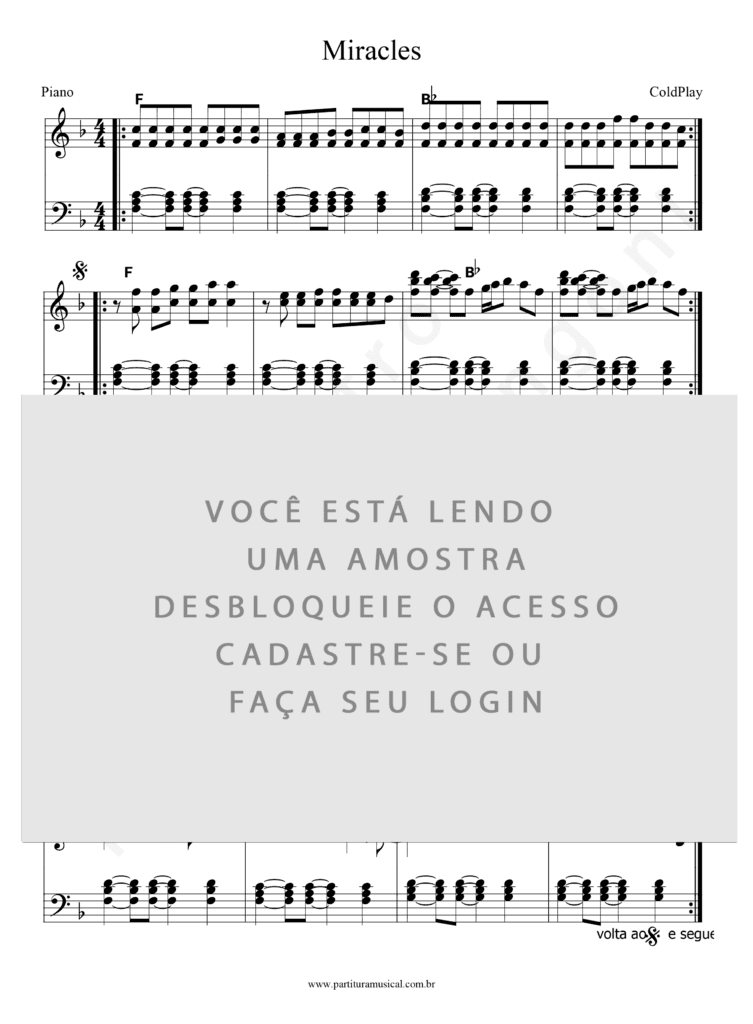 Miracles - Coldplay (Piano) | Partitura Musical