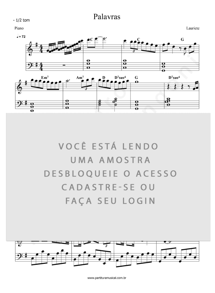Palavras - Lauriete (Piano) | Partitura Musical