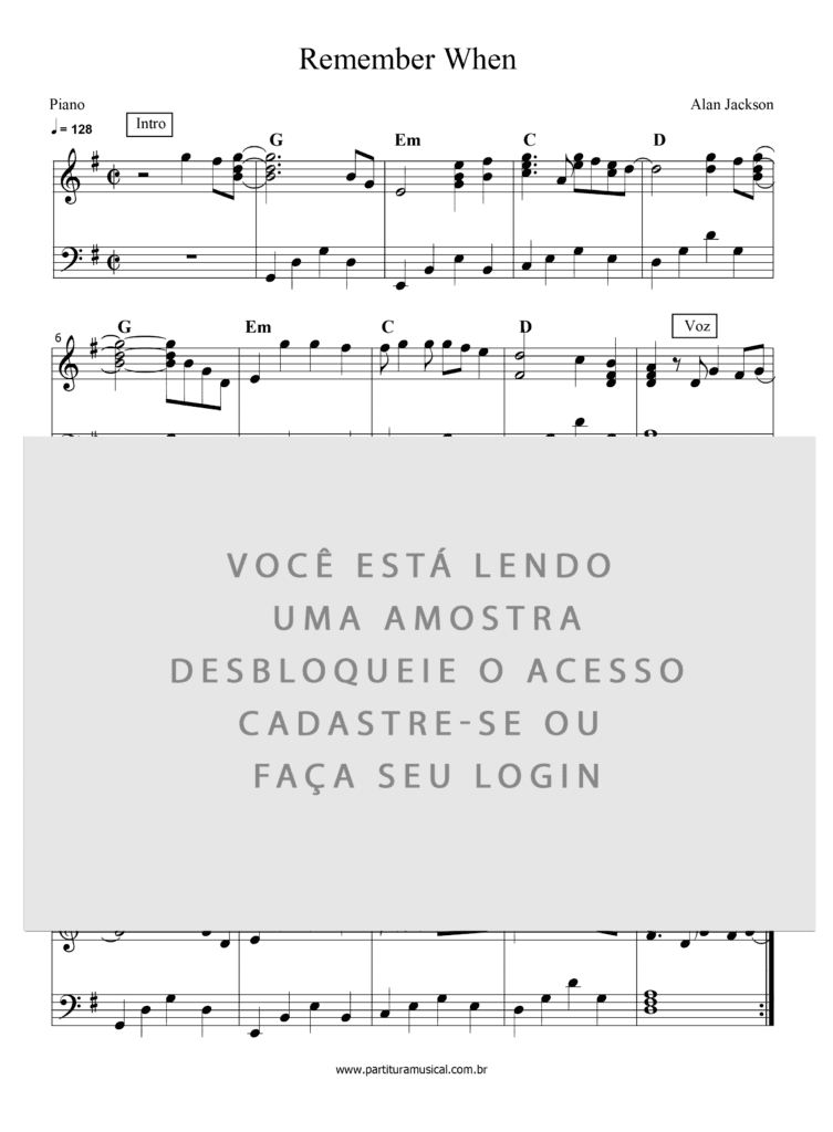 Remember When - Alan Jackson (Piano) | Partitura Musical