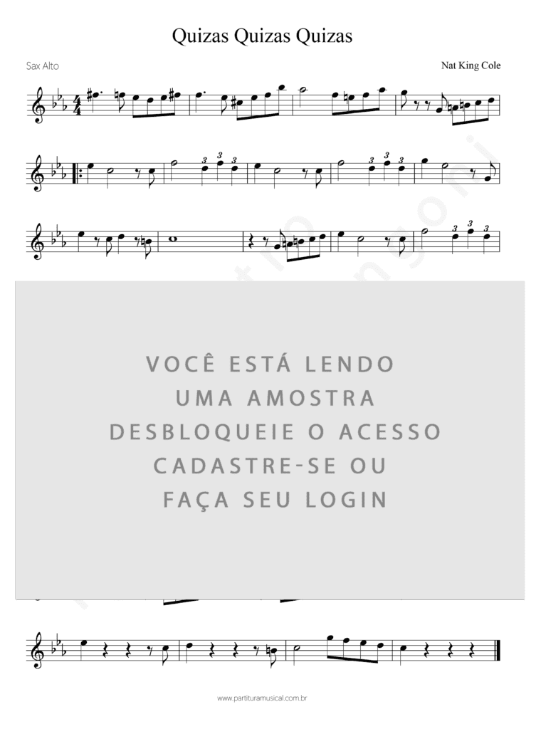 Quizas Quizas Quizas - Nat King Cole (Sax alto) | Partitura Musical