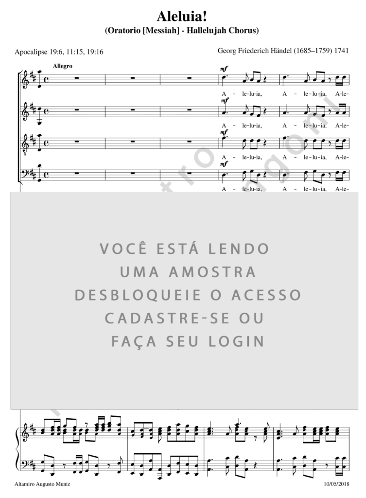 Aleluia - Messiah (Kit Voz) SATB | Partitura Musical