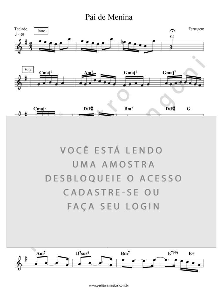 Pai de Menina - Ferrugem (Teclado) | Partitura Musical
