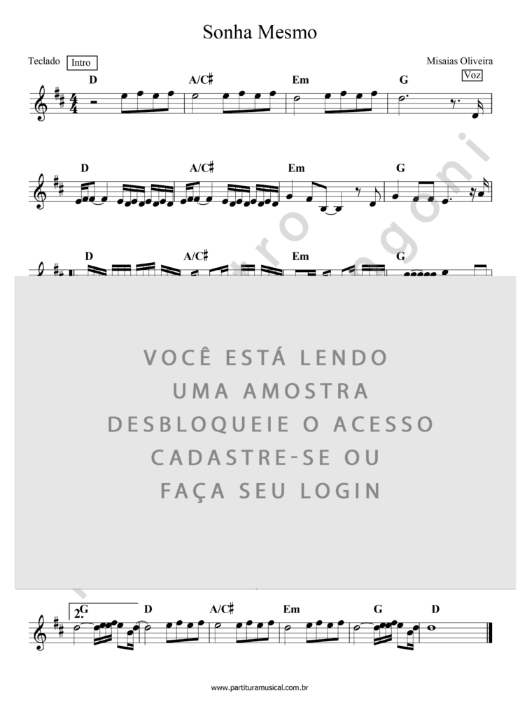 Sonha Mesmo - Misaias Oliveira (Teclado) | Partitura Musical