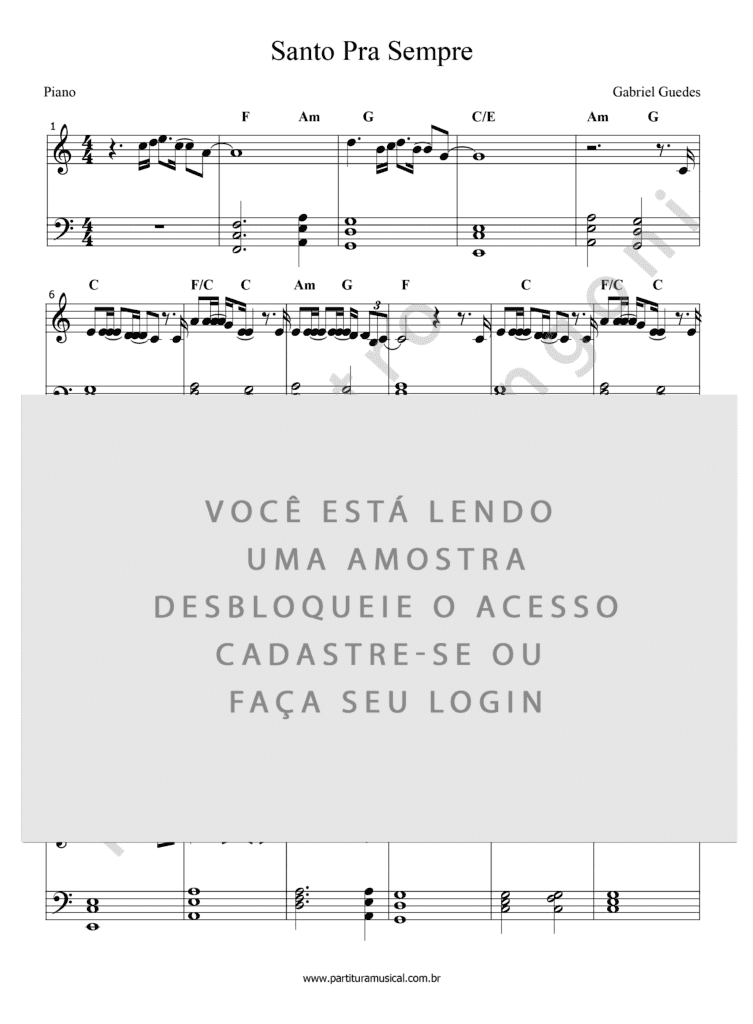 Santo Pra Sempre - Gabriel Guedes (Piano) | Partitura Musical